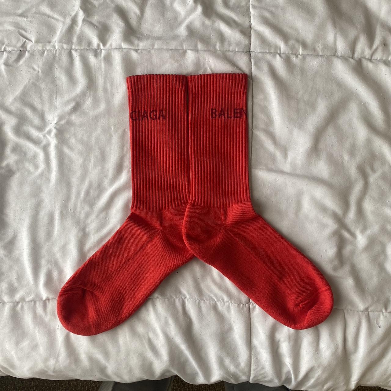 #Balenciaga red socks worn once, in great condition!... - Depop