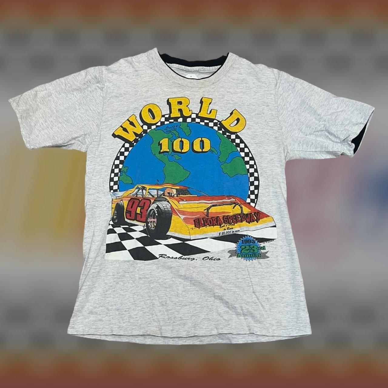 Vintage 90s t shirt for a raceway where many nascar... - Depop