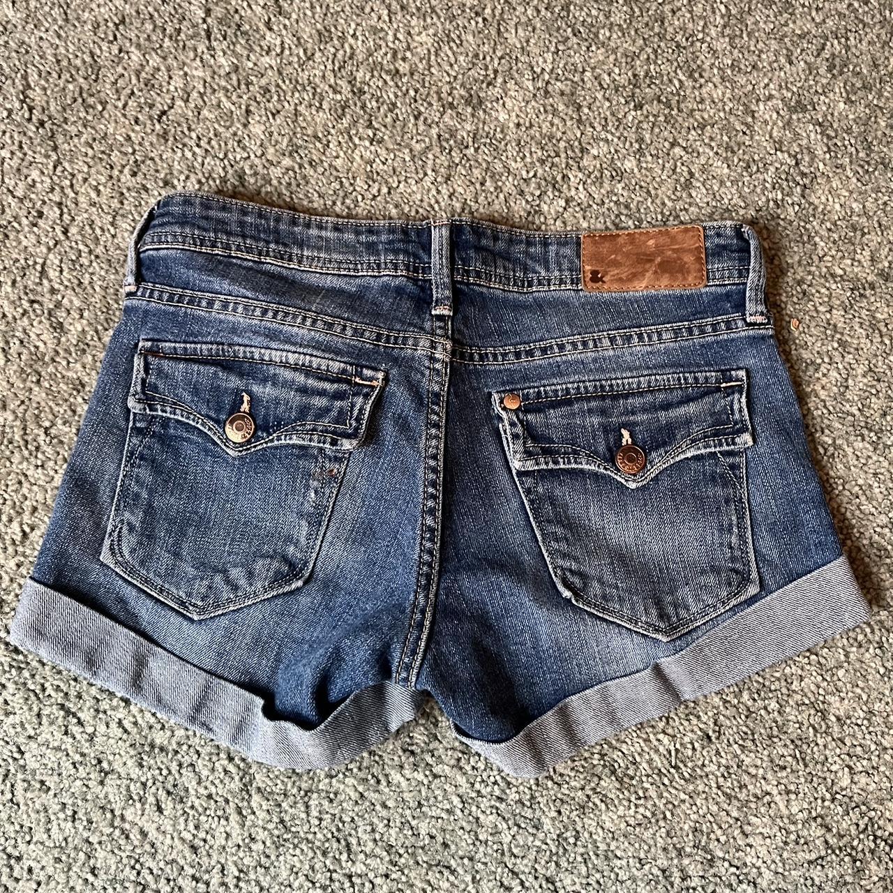 & Low Rise Denim Shorts Size 4, would best fit... - Depop