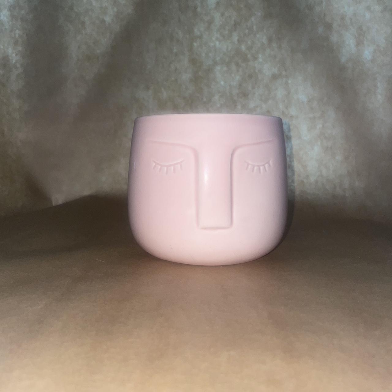 Small baby pink🌸 plant pot with face details. - Depop