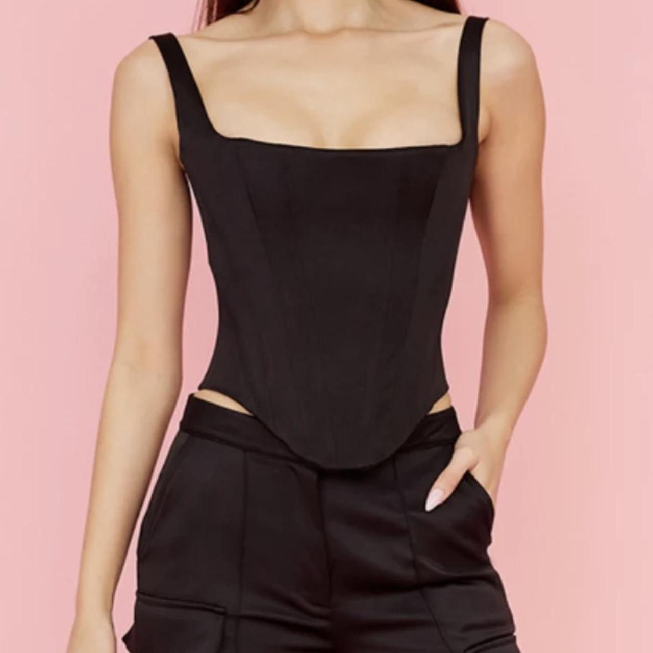 House of CB Black 'Rafa' Satin Corset. Size M (fits... - Depop