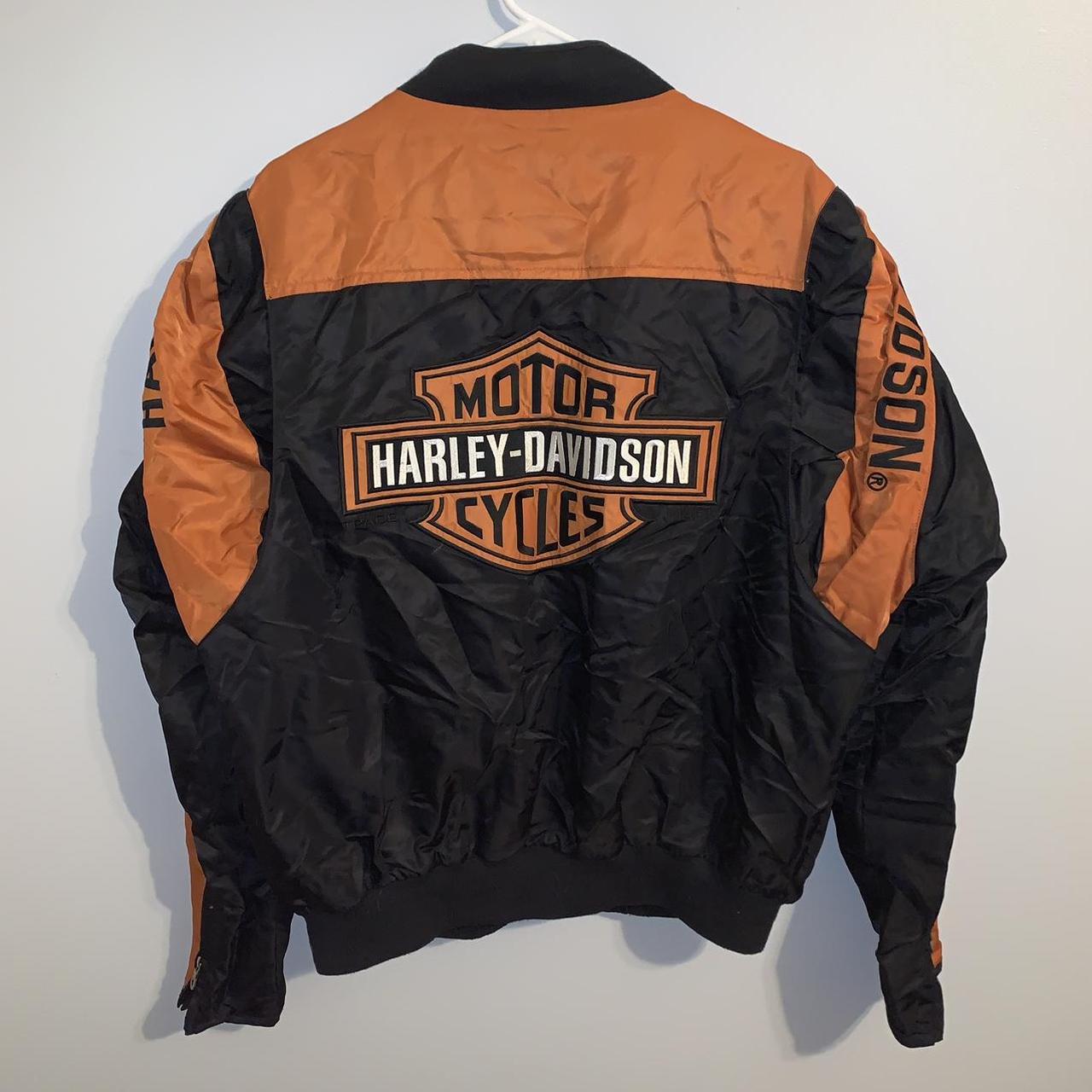 Harley Davidson Racing Jacket Black Orange Shield,... - Depop