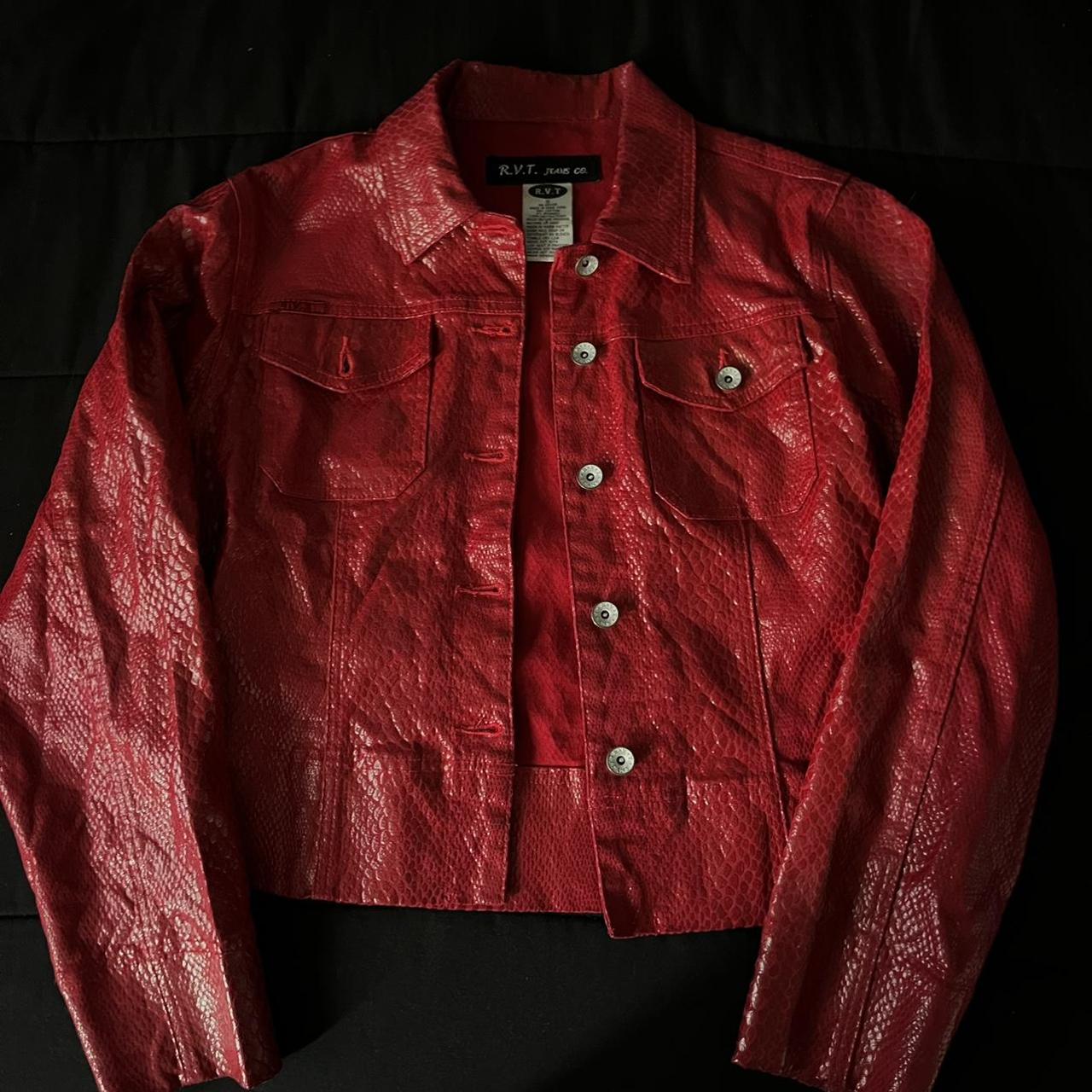 R.V.T red leather jacket - Depop