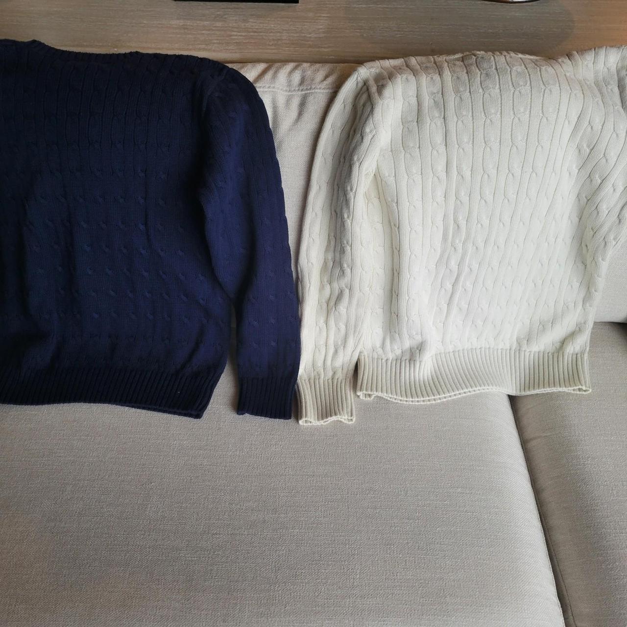 Two Cable knit sweaters with spray paint over the... - Depop