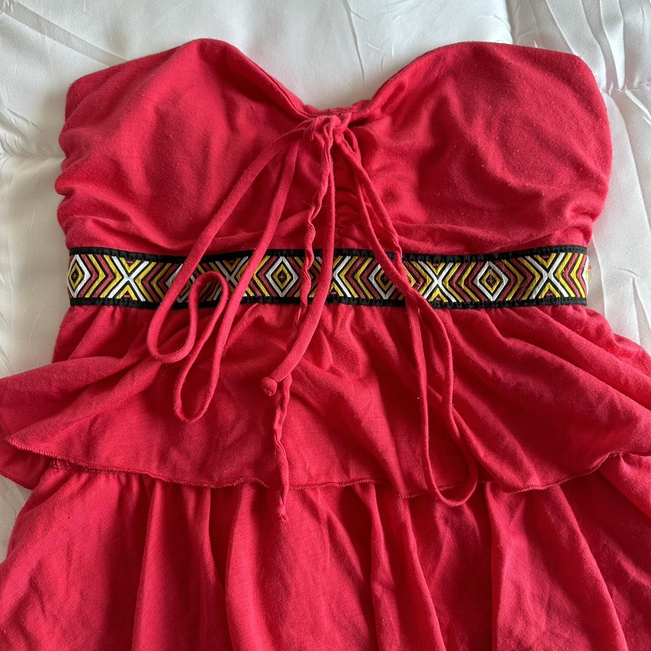 Vintage early 2000s red strapless halter / tube top... - Depop