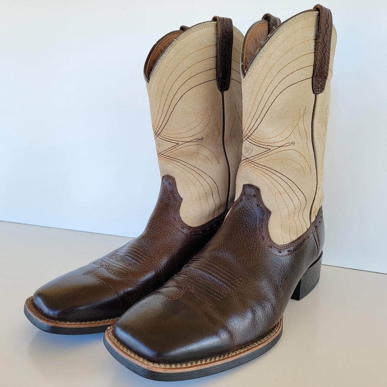 Mens White And Brown Western Ariat Quickdraw... | Depop