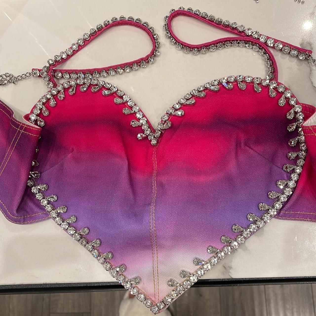 AREA Crystal-embellished heart-shape top; worn once... - Depop