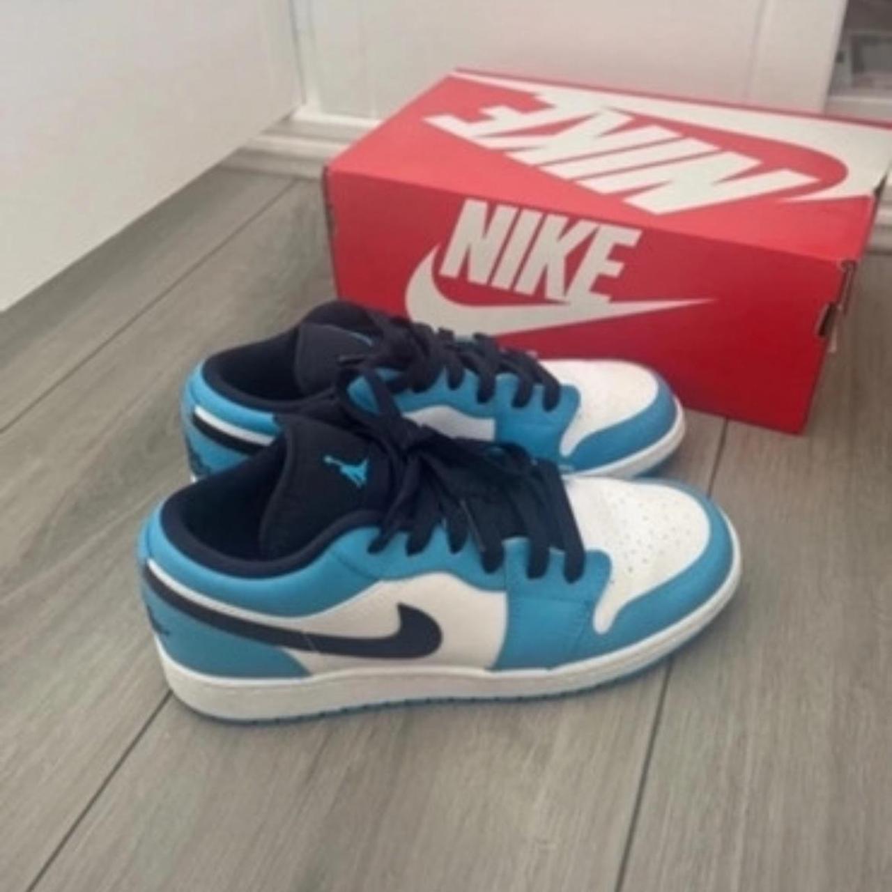 Blue Nike dunks worn once to the shop brand new with... - Depop
