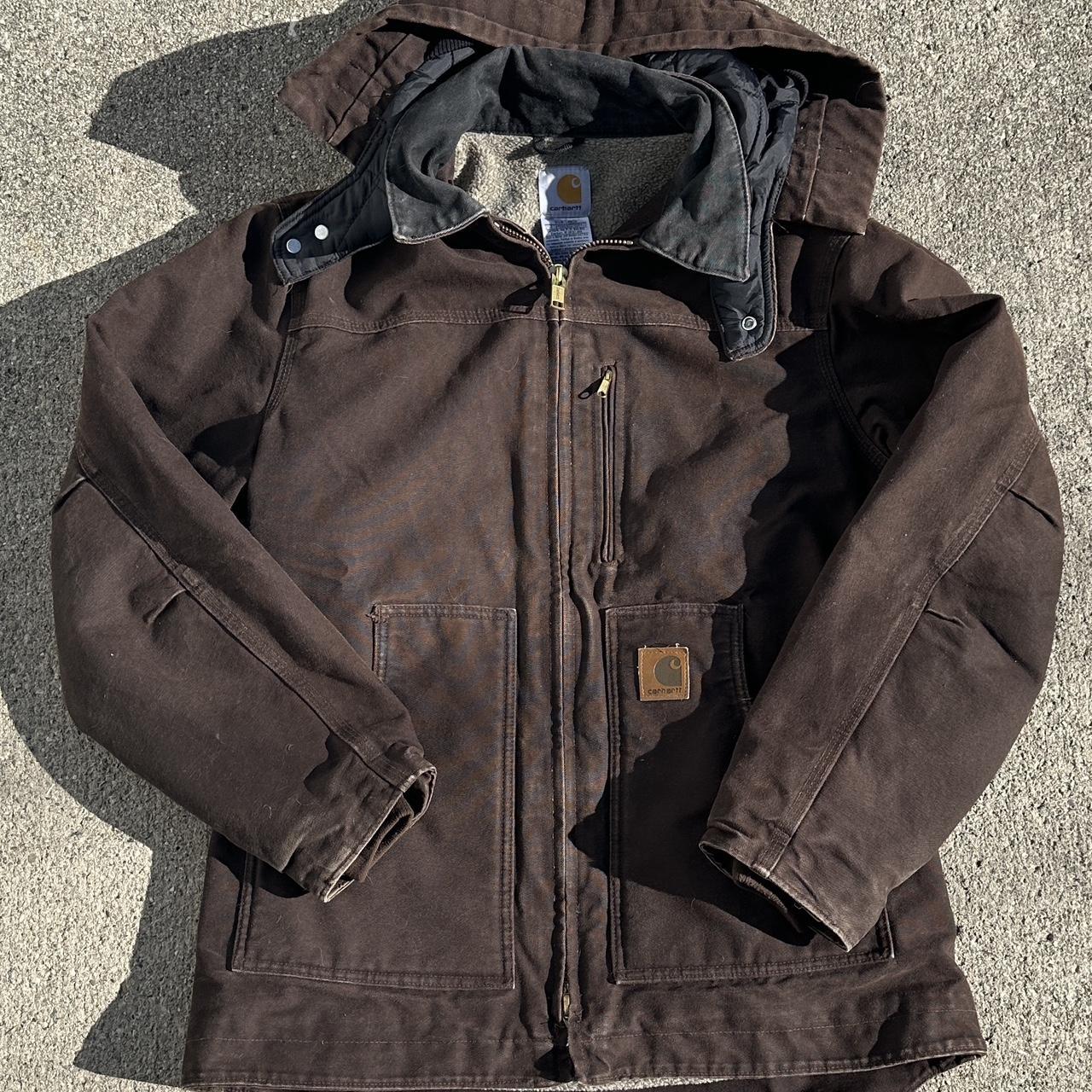 beautiful vintage brown women’s carhartt jacket with... - Depop