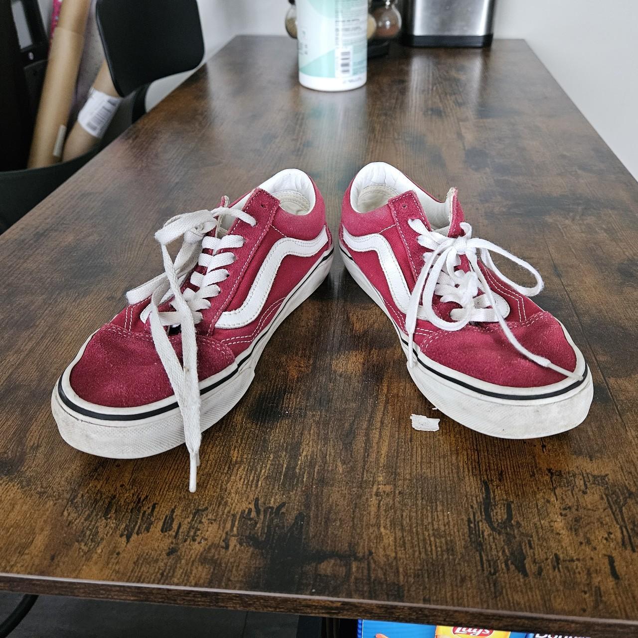 Red Low Top Vans 8 Womens 6.5 Mens - Depop
