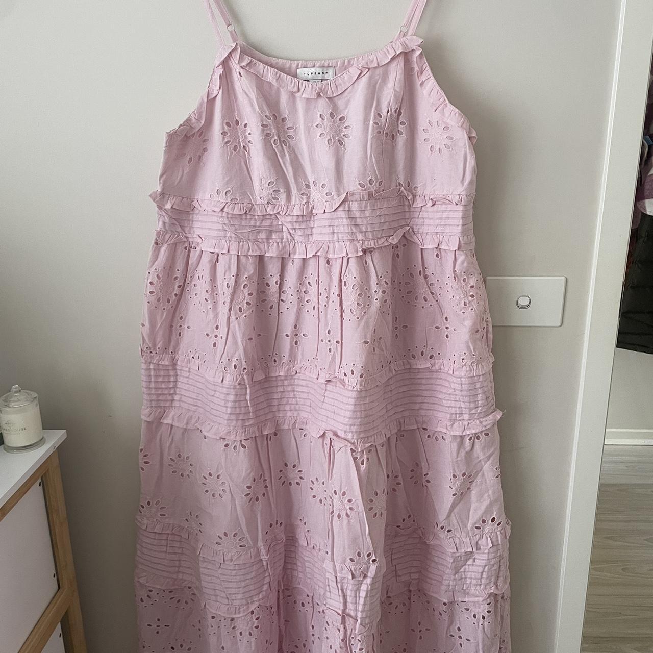 Pink lace like TOP SHOP dress with thin straps.... | Depop