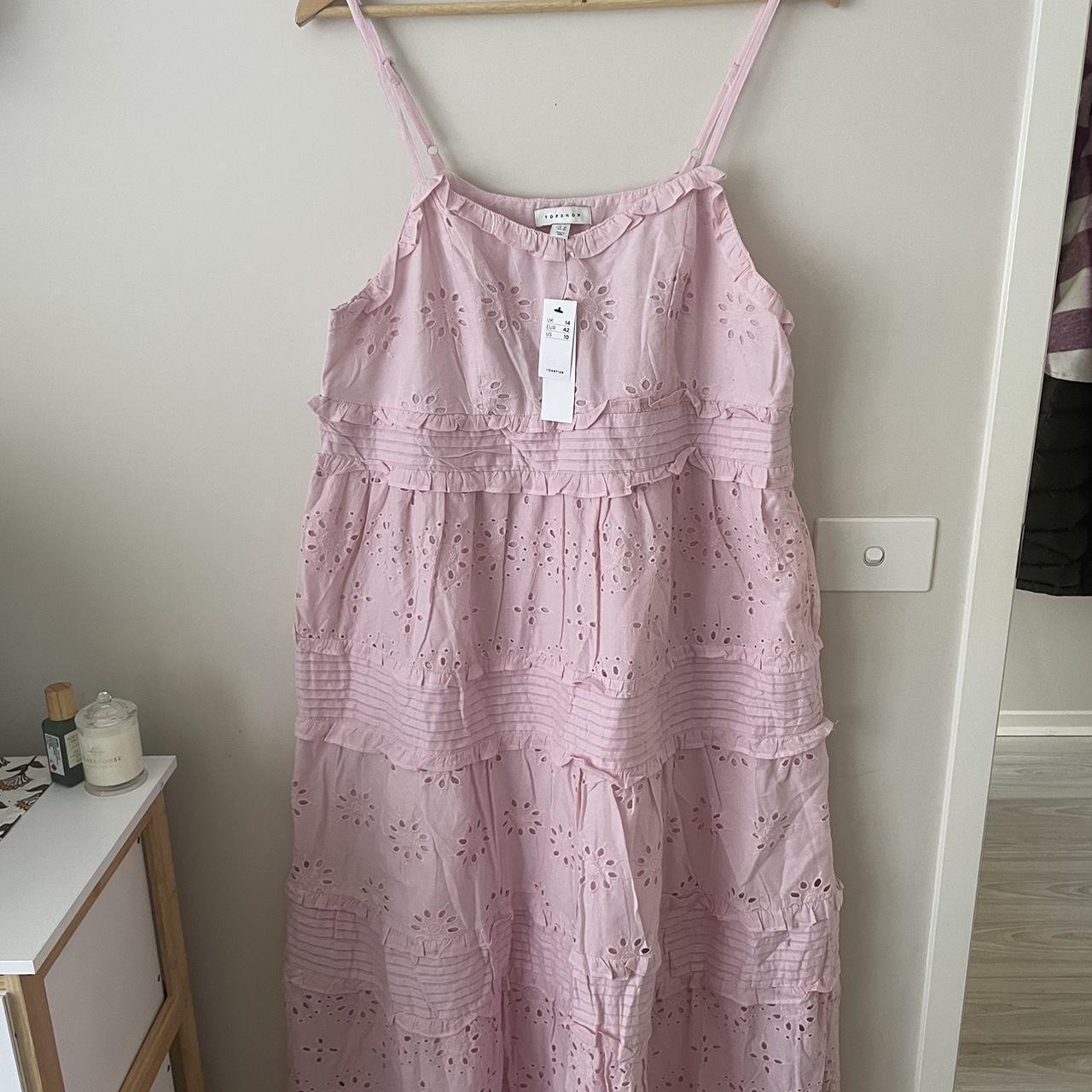 Pink lace like TOP SHOP dress with thin straps.... | Depop