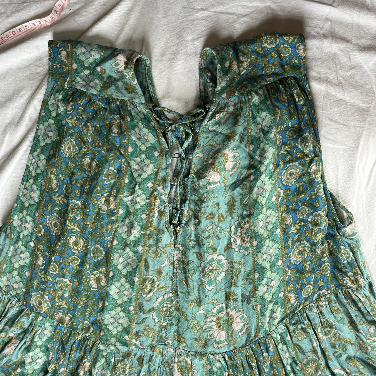 Free People maxi dress Blue and green Patterned... - Depop