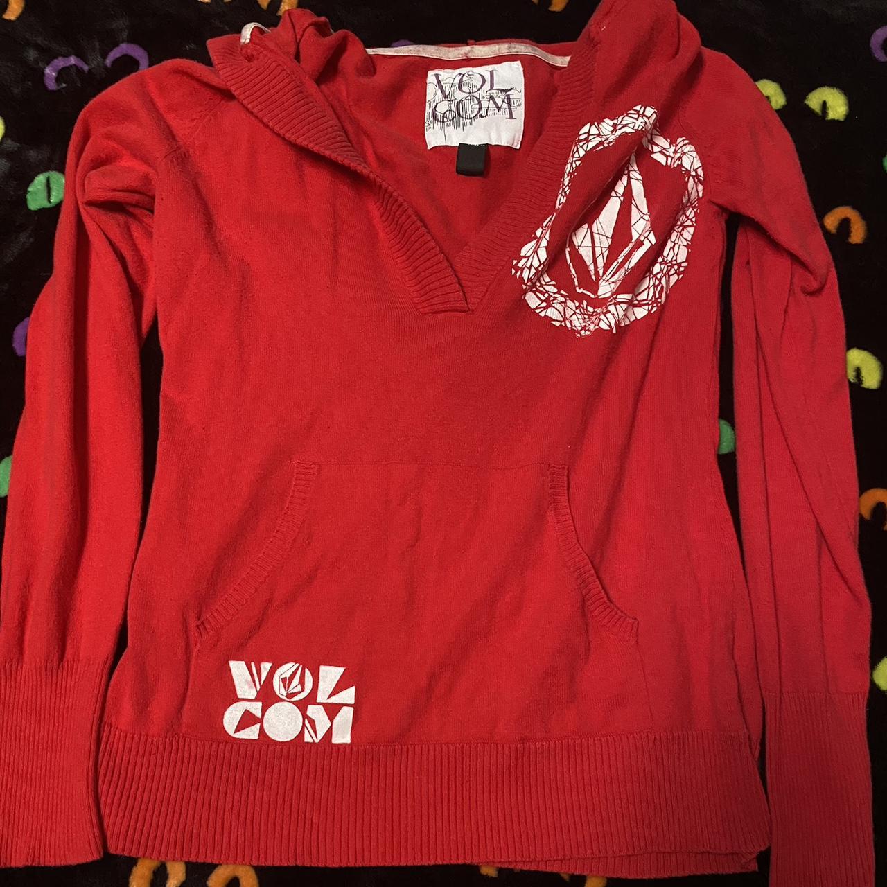 volcom long sleeve shirt with hoodie so cute perfect... - Depop