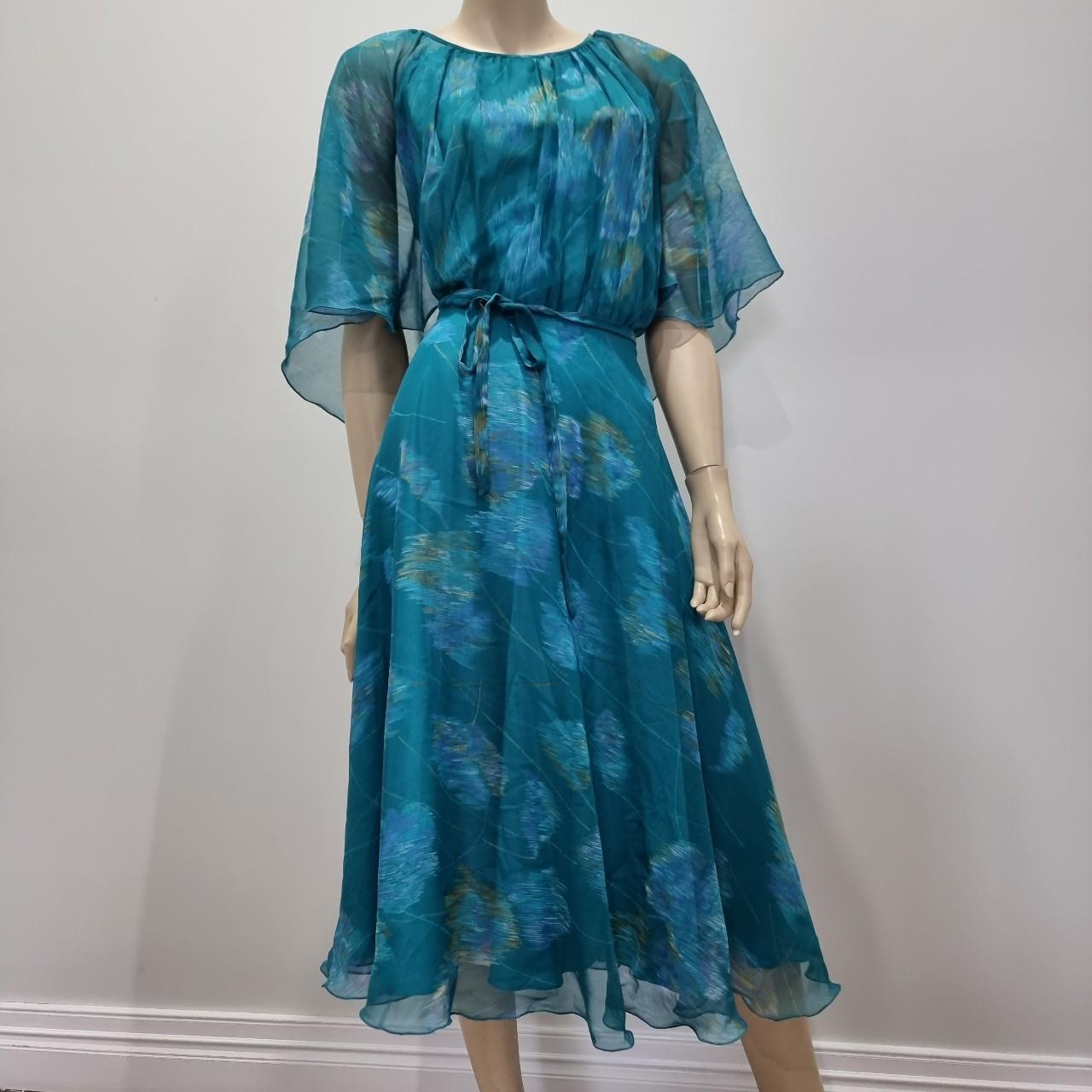 Ethereal blue vintage dress with Cape. The colour of... - Depop