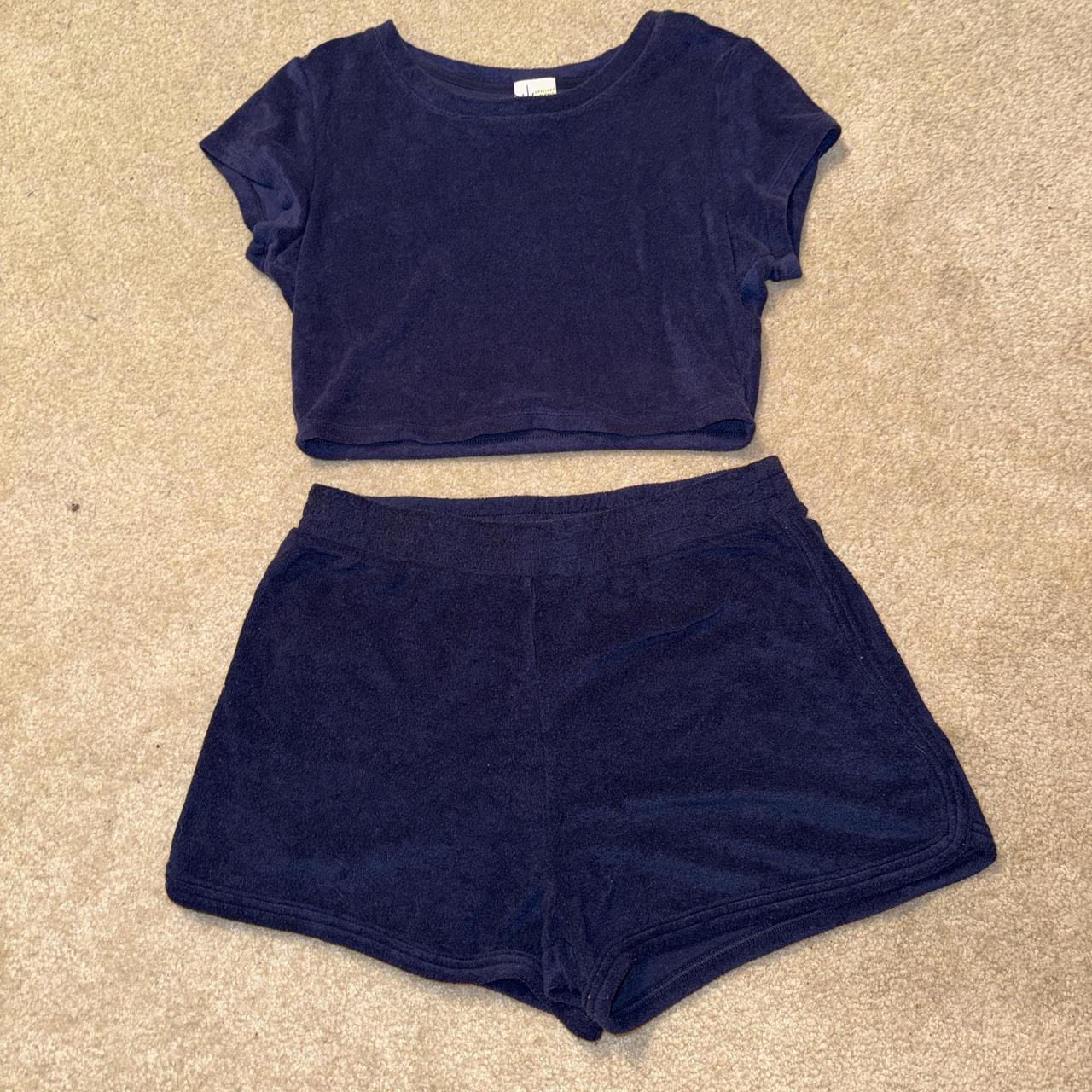 Aerie Terrycloth Matching set ~ Navy Blue Top -... - Depop