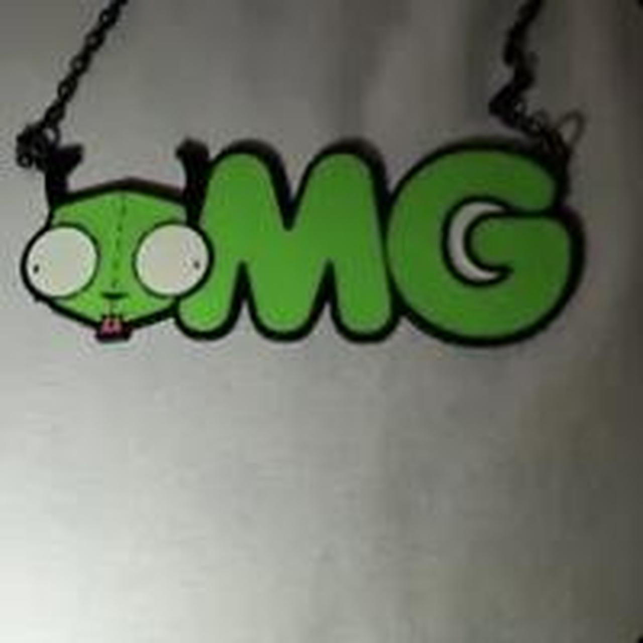 Invader zim gir “OMG” pendant necklace. the chain is... | Depop