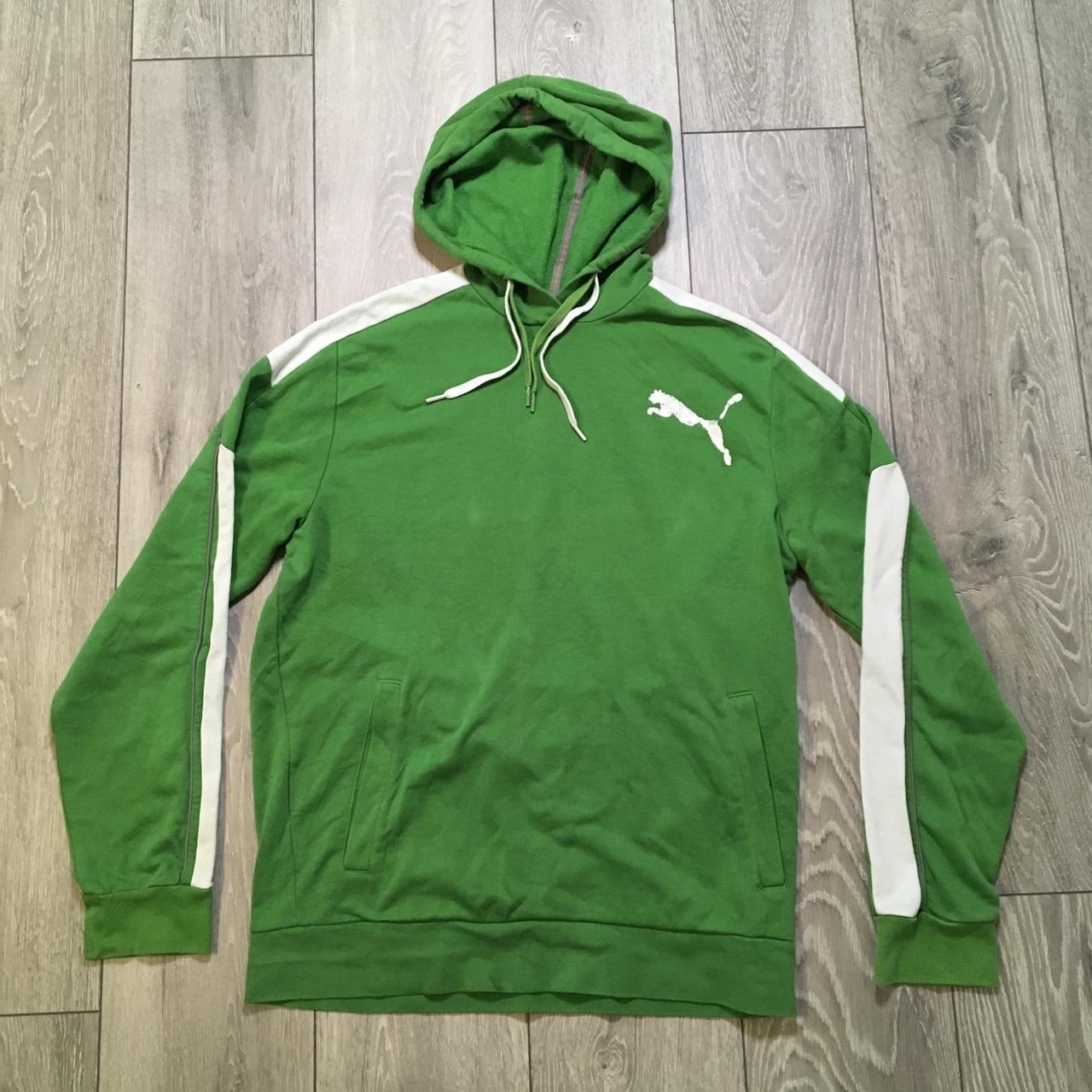 Puma green hoodie pullover jumper - size... - Depop