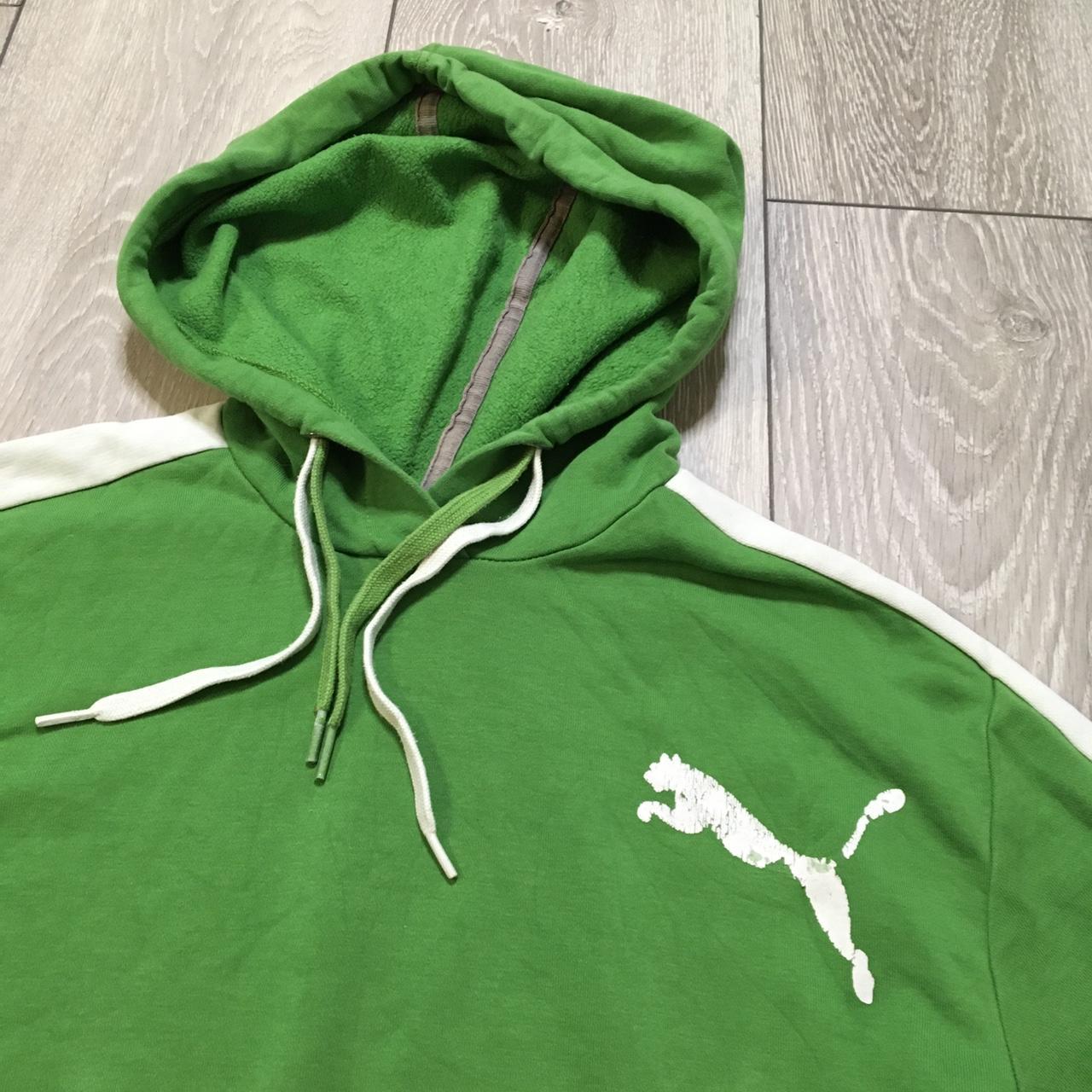 Puma green hoodie pullover jumper - size... - Depop