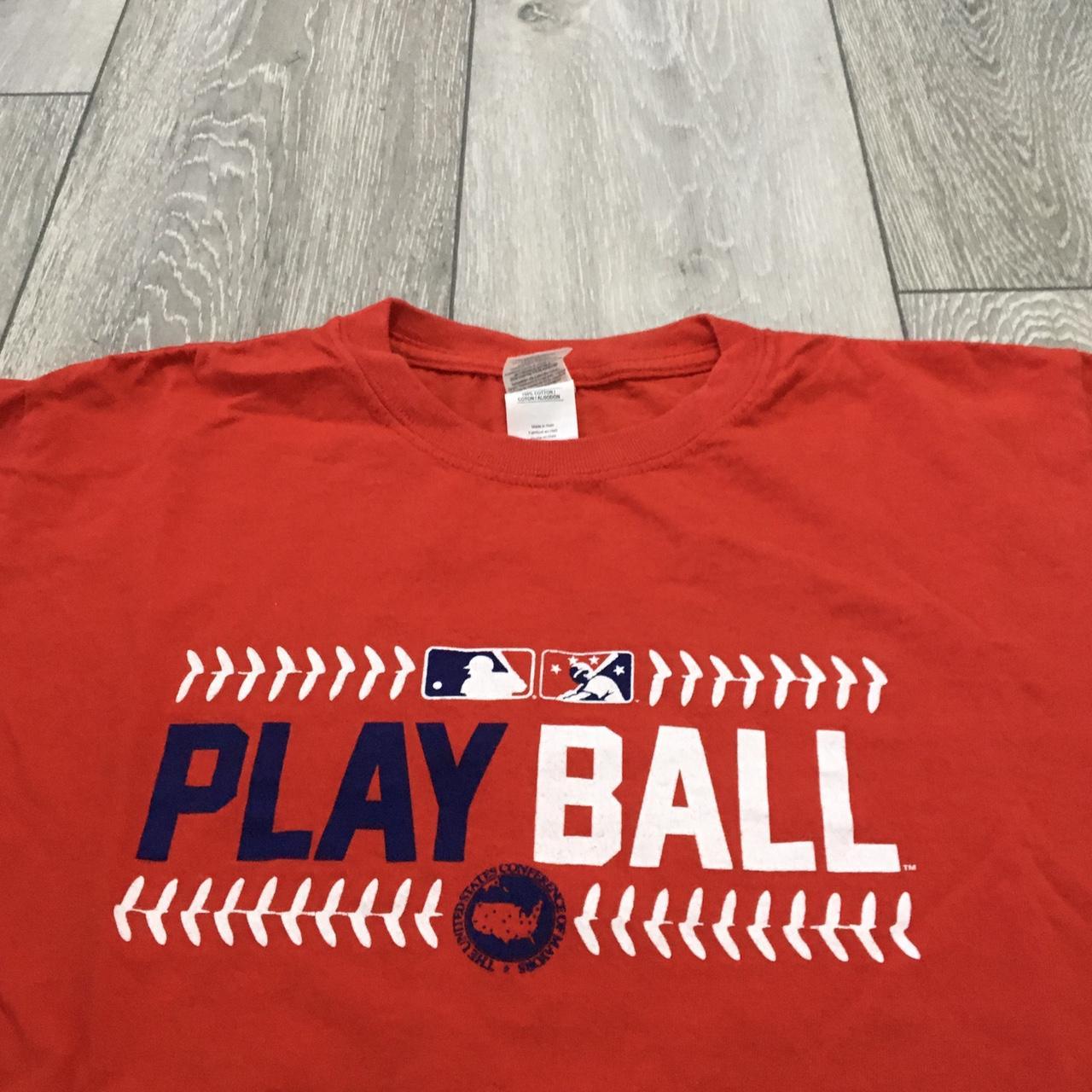 Play Ball MLB Baseball Red Cotton T-shirt - XL... - Depop