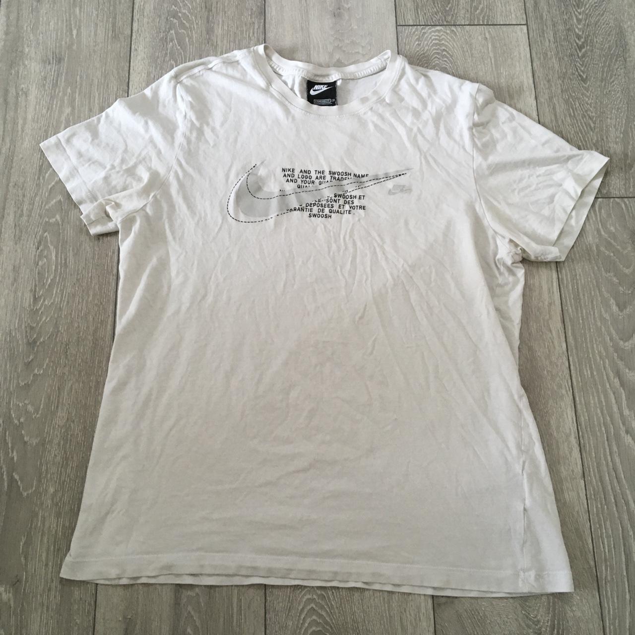 Nike White Spell Out Logo Print Cotton T-shirt -... - Depop
