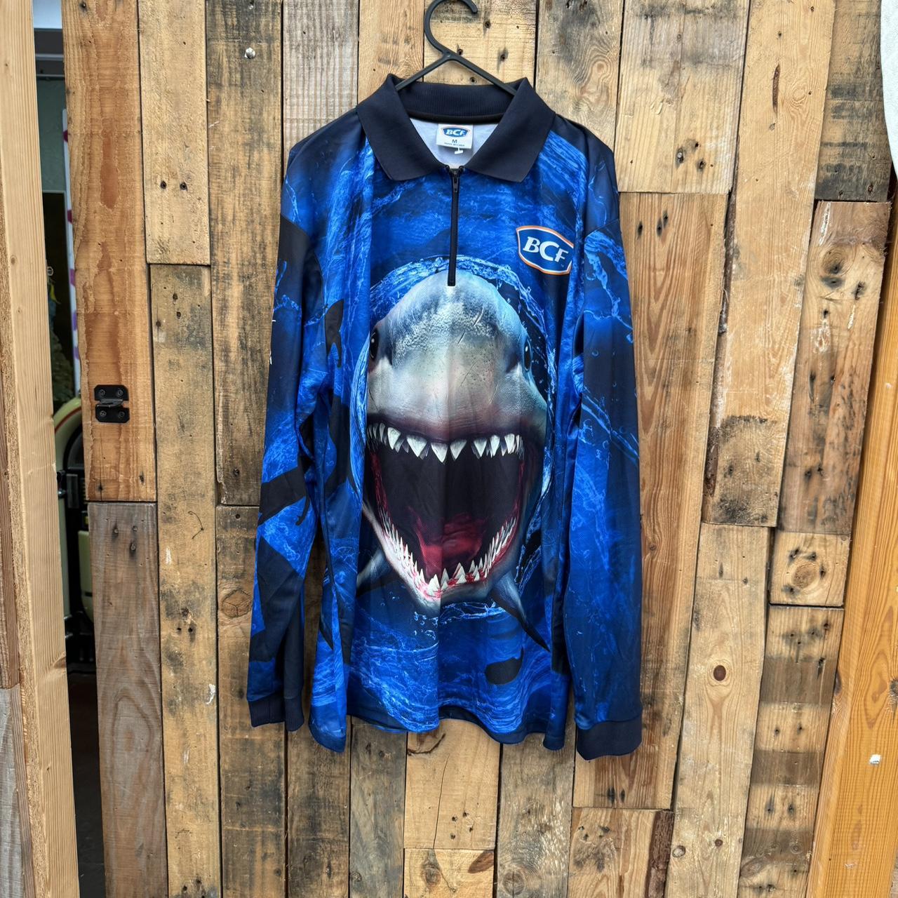 BCF fishing T-shirt Shark Size M Good condition - Depop