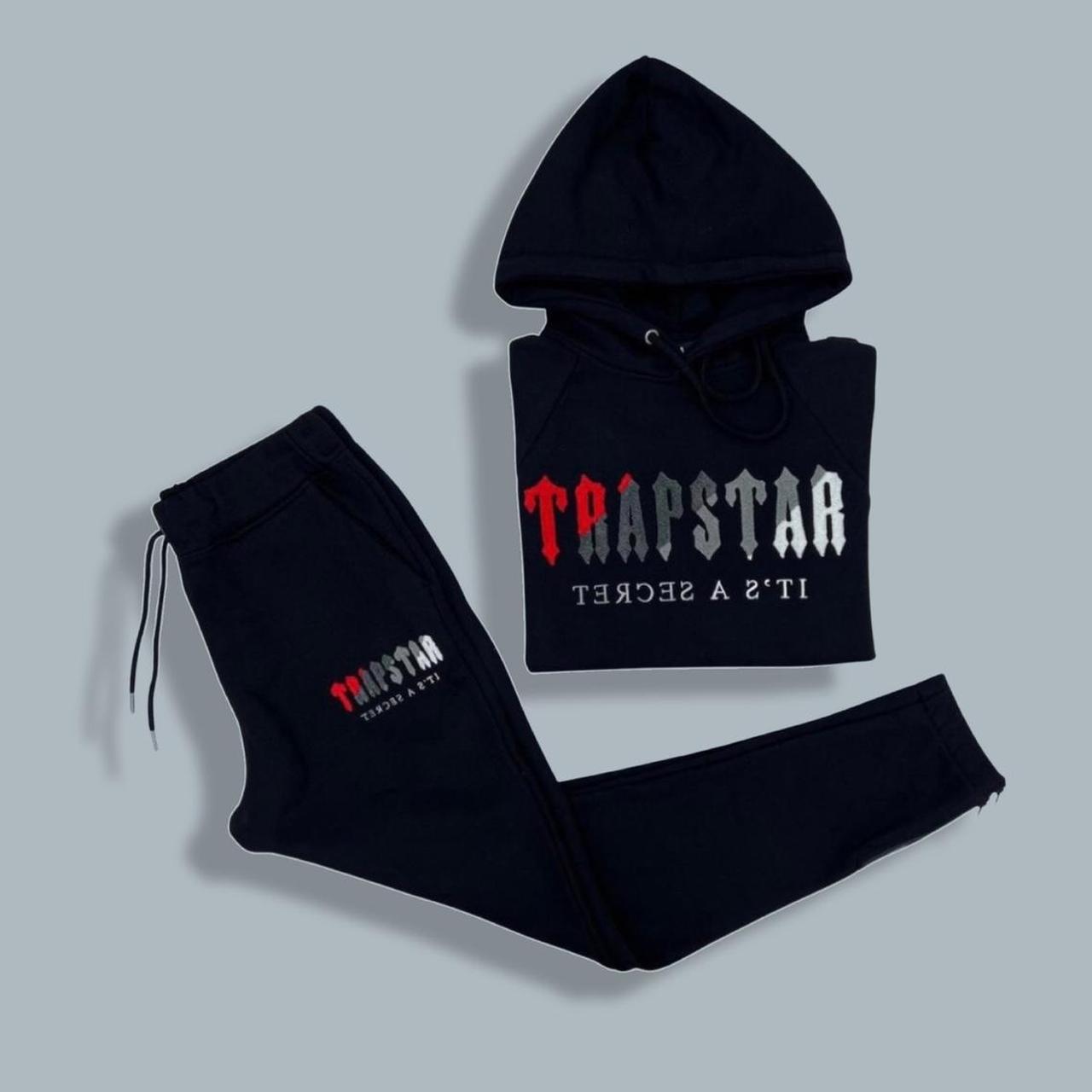 Trapstar Men's Black and Red Hoodie | Depop