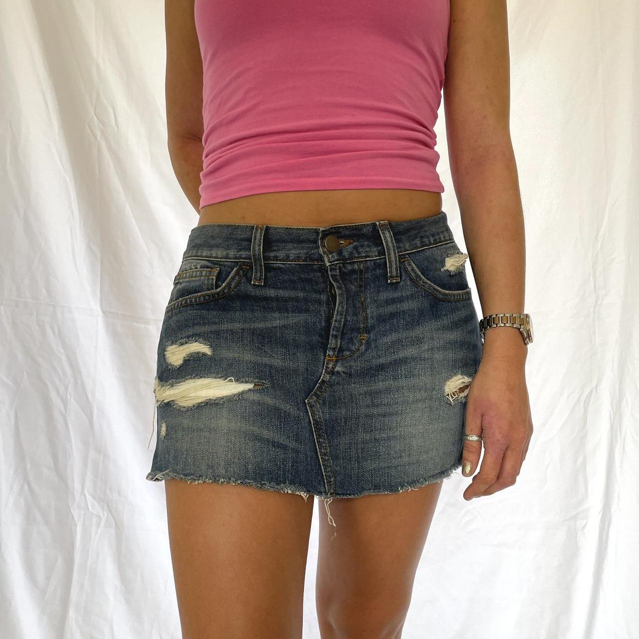 Unreal vintage mini micro denim skirt. Dark washed... - Depop