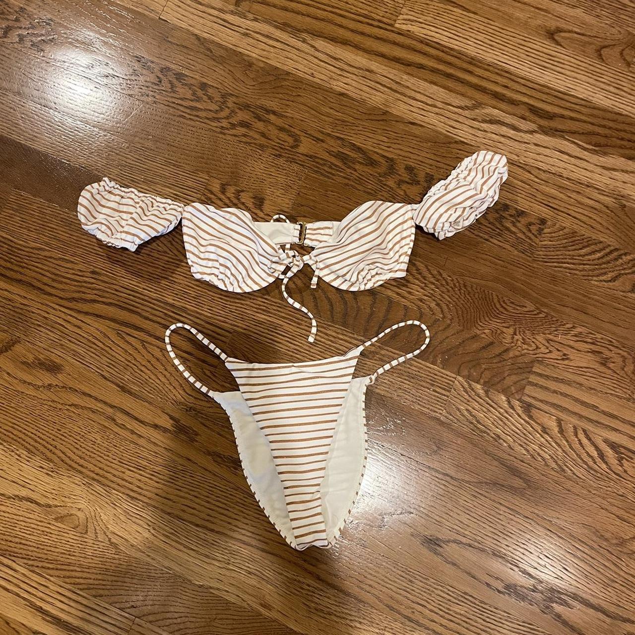 Tularosa Women's White and Gold Bikinis-and-tankini-sets | Depop