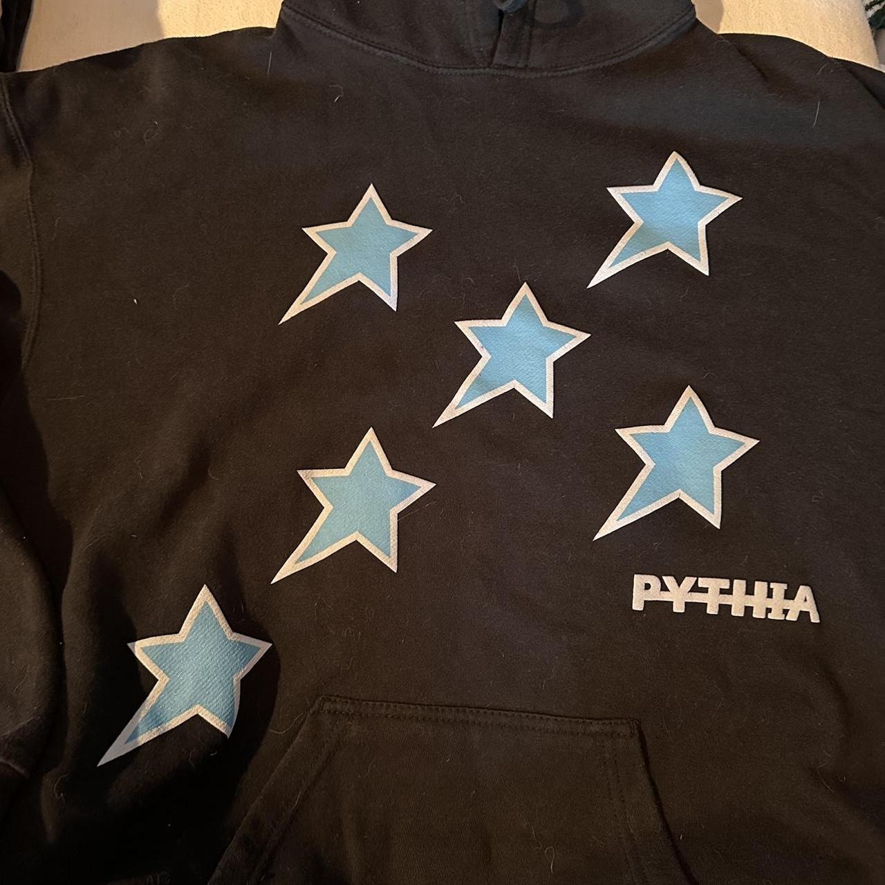 Pythia Black and Blue Peripheral Star Hoodie Super... - Depop