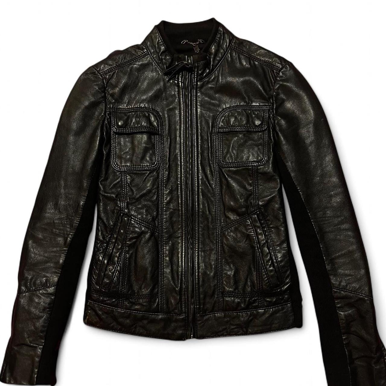 hard genuine leather jacket size XS pit to pit:... | Depop