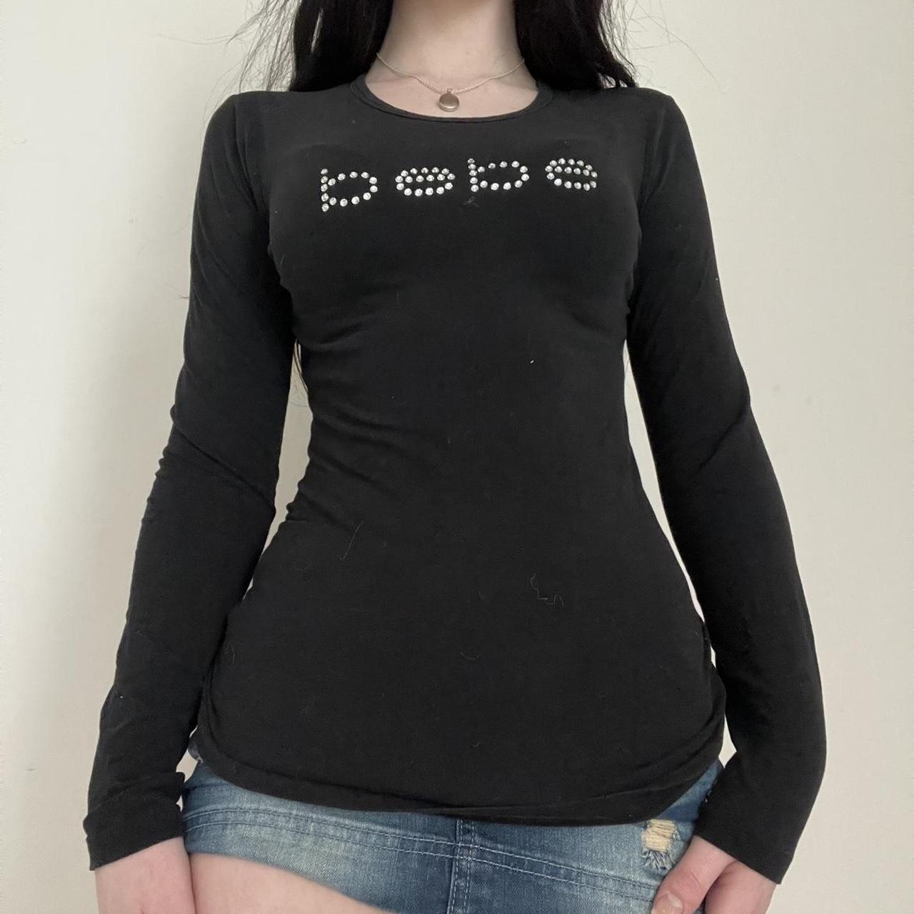 bebe bling fitted long sleeve Size: Medium Shown on... - Depop