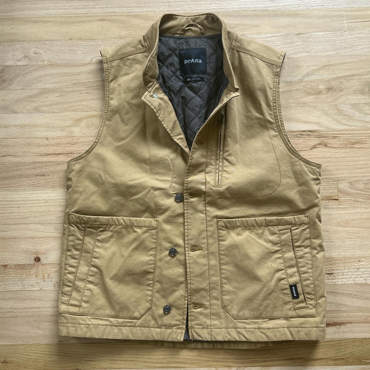 Medium light brown workwear vest by PrAna. Never worn. - Depop