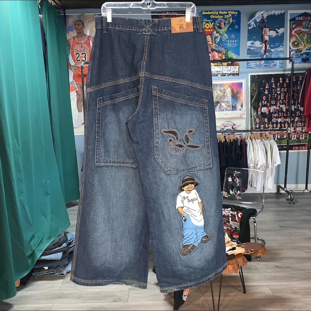Vintage 90s Y2K jnco style vato loco light wash blue... - Depop