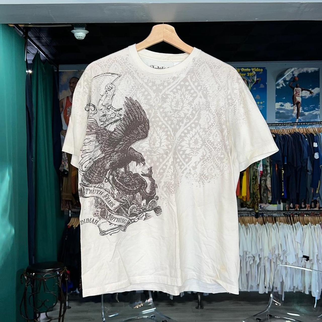 Vintage y2k rhinestone cross skull affliction jessie... - Depop