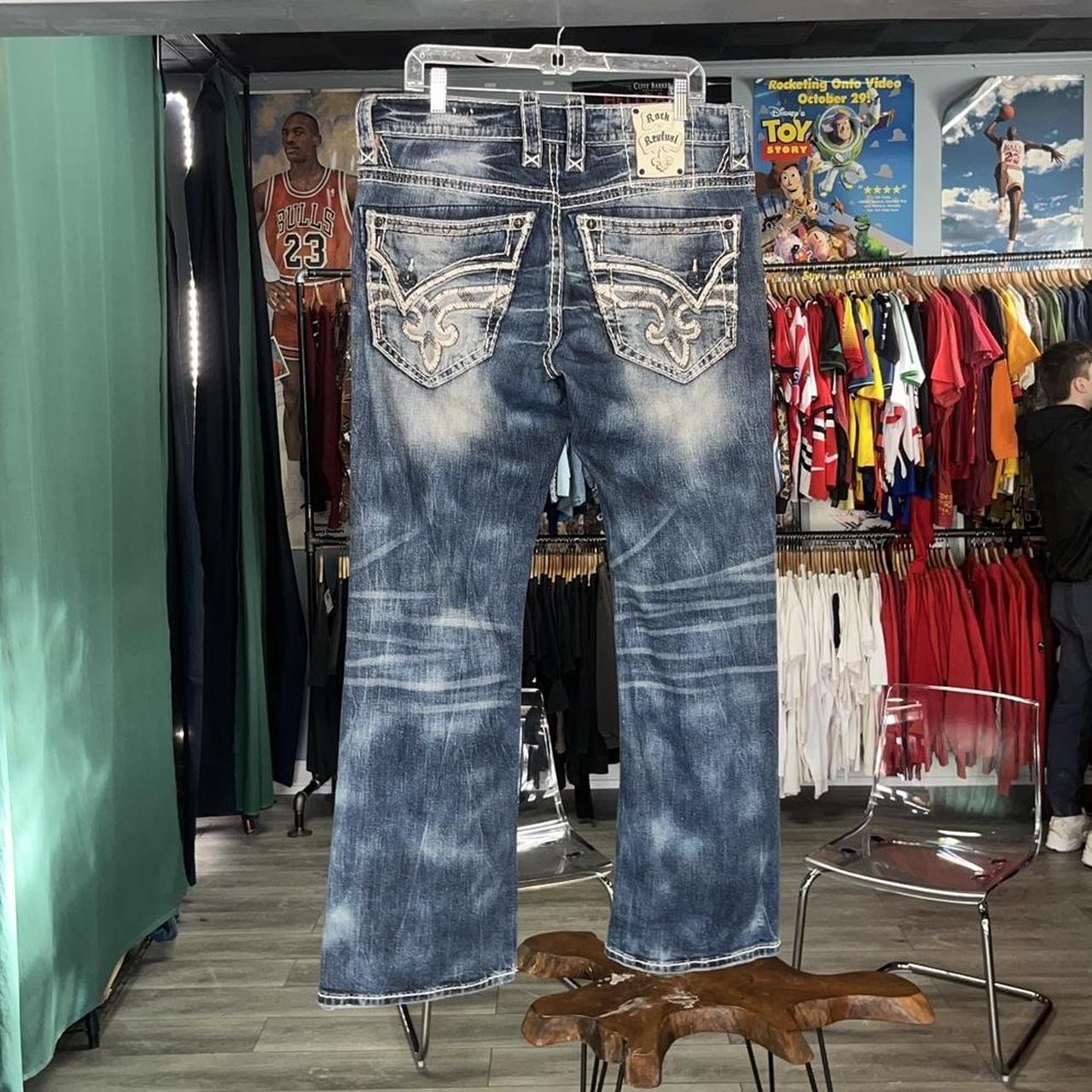 Vintage 90s Y2K true religion style rock rival jeans... - Depop