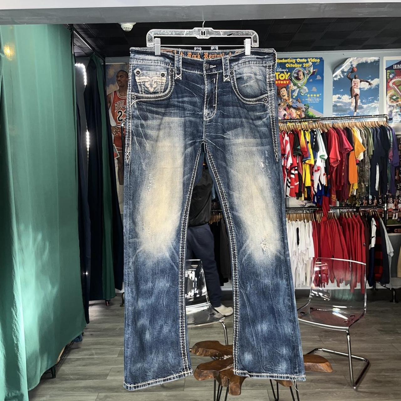Vintage 90s Y2K true religion style rock rival jeans... - Depop