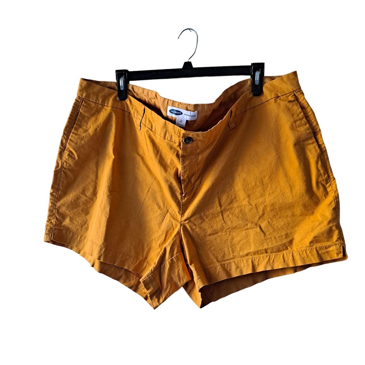Old Navy Mustard Yellow Everday Flat Front Shorts -... - Depop