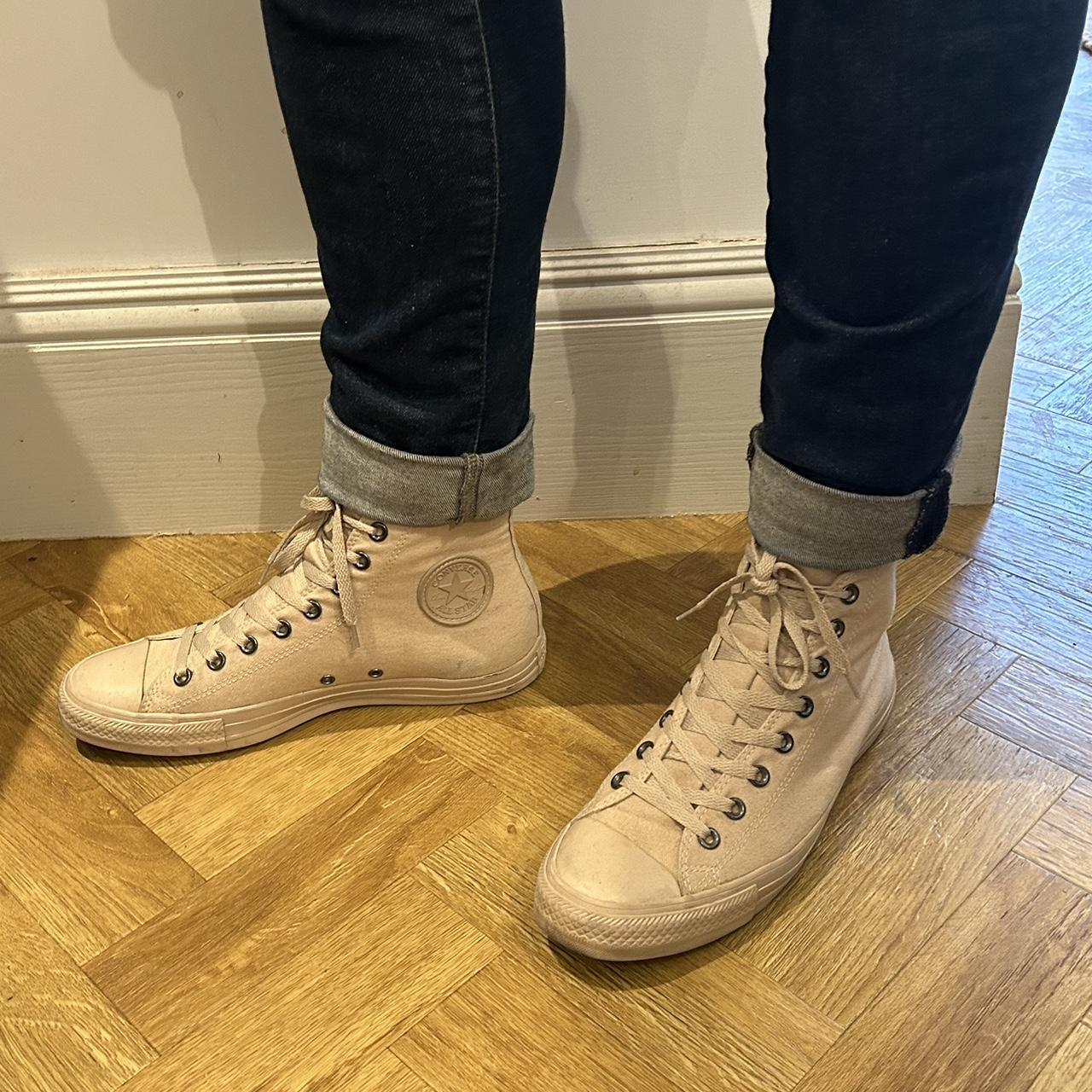 Beige converse all stars high top in... - Depop