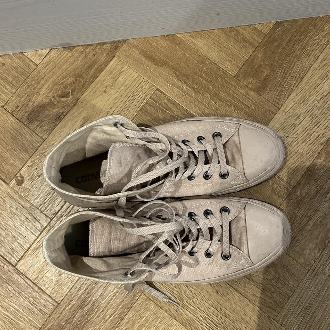 Beige converse all stars high top in... - Depop