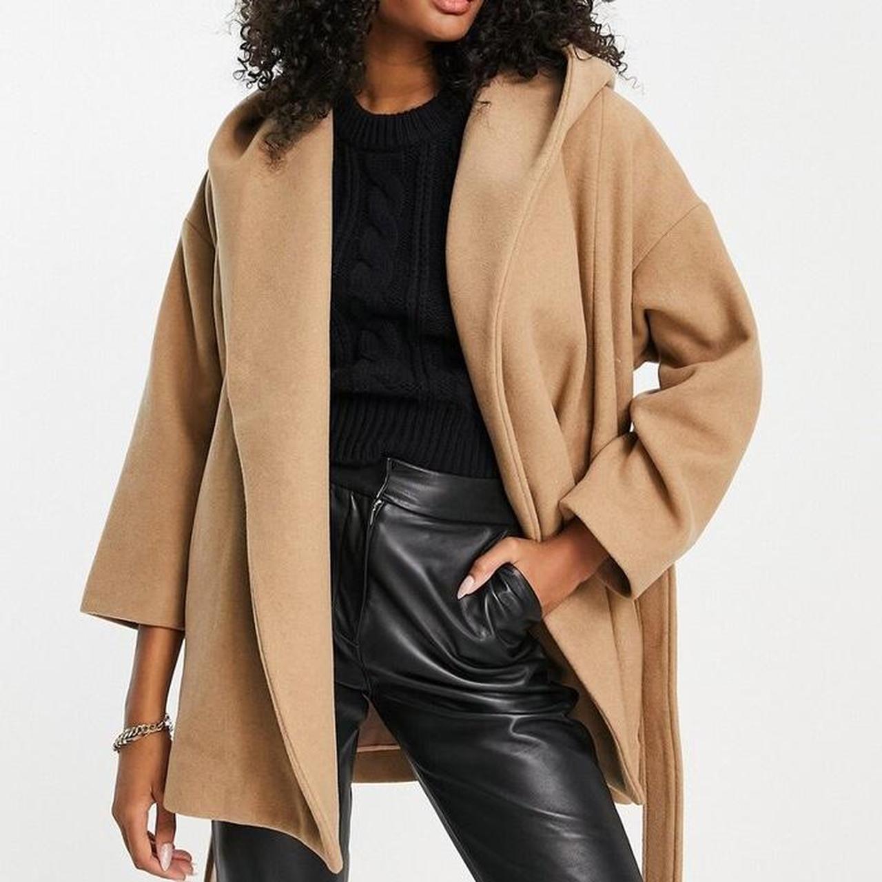 French Connection oversized belted wool coat with... - Depop