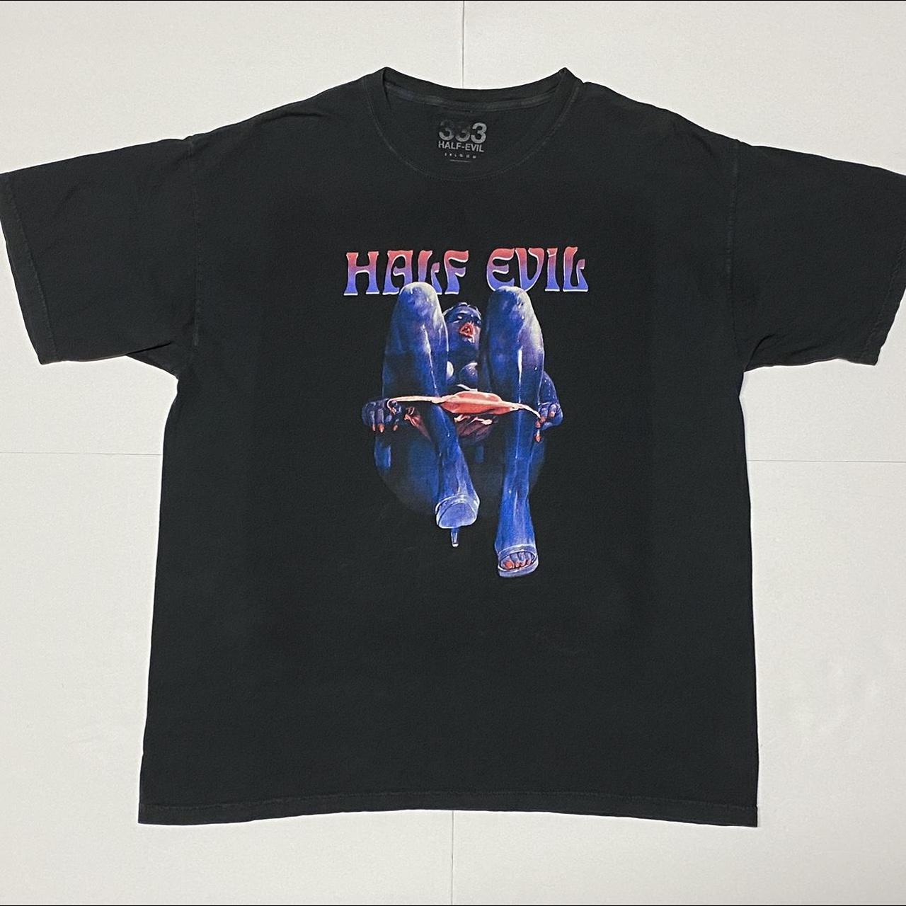 Half Evil Size XL Black T-shirt Excellent... - Depop