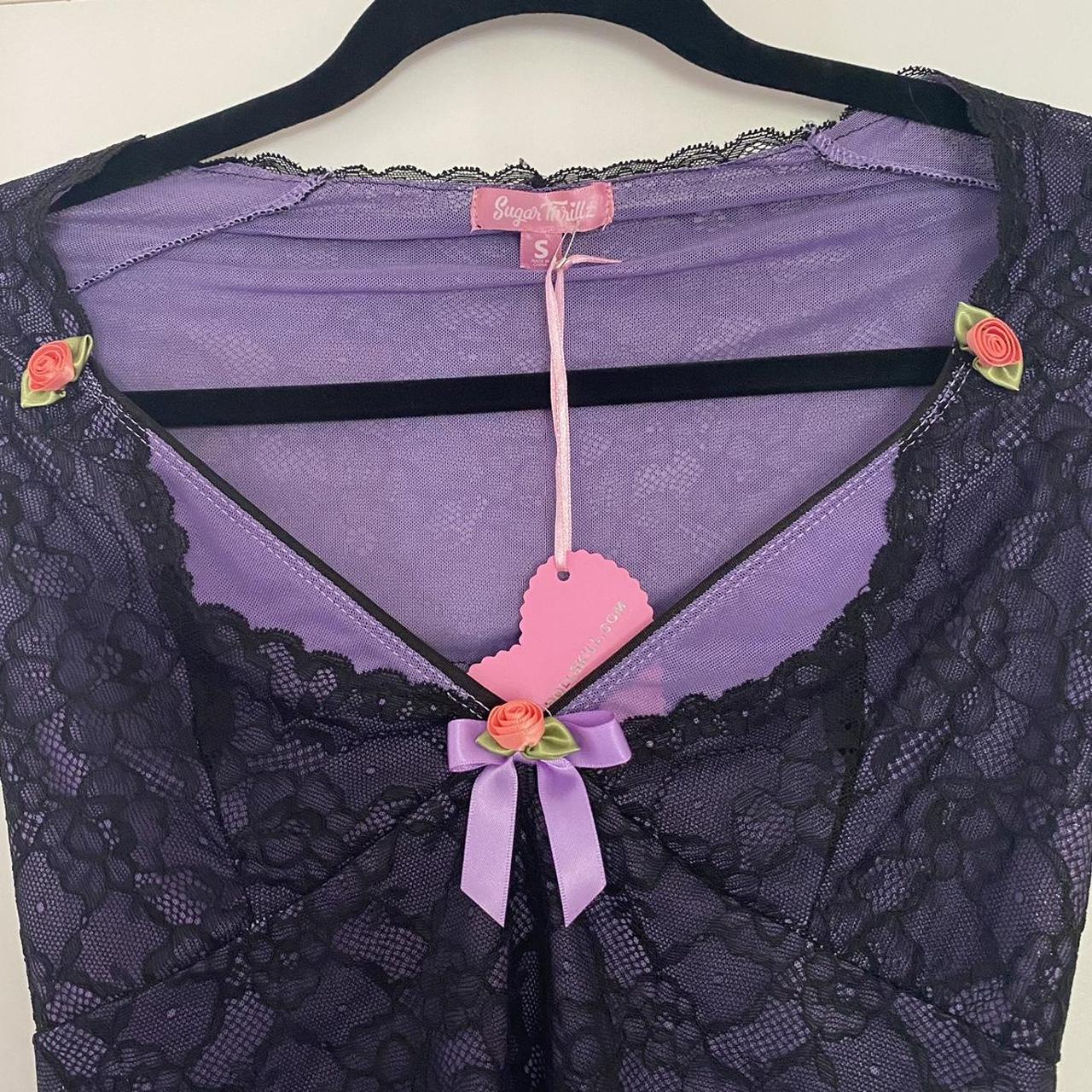 dolls kill, sugar thrillz black & purple semi-sheer... - Depop