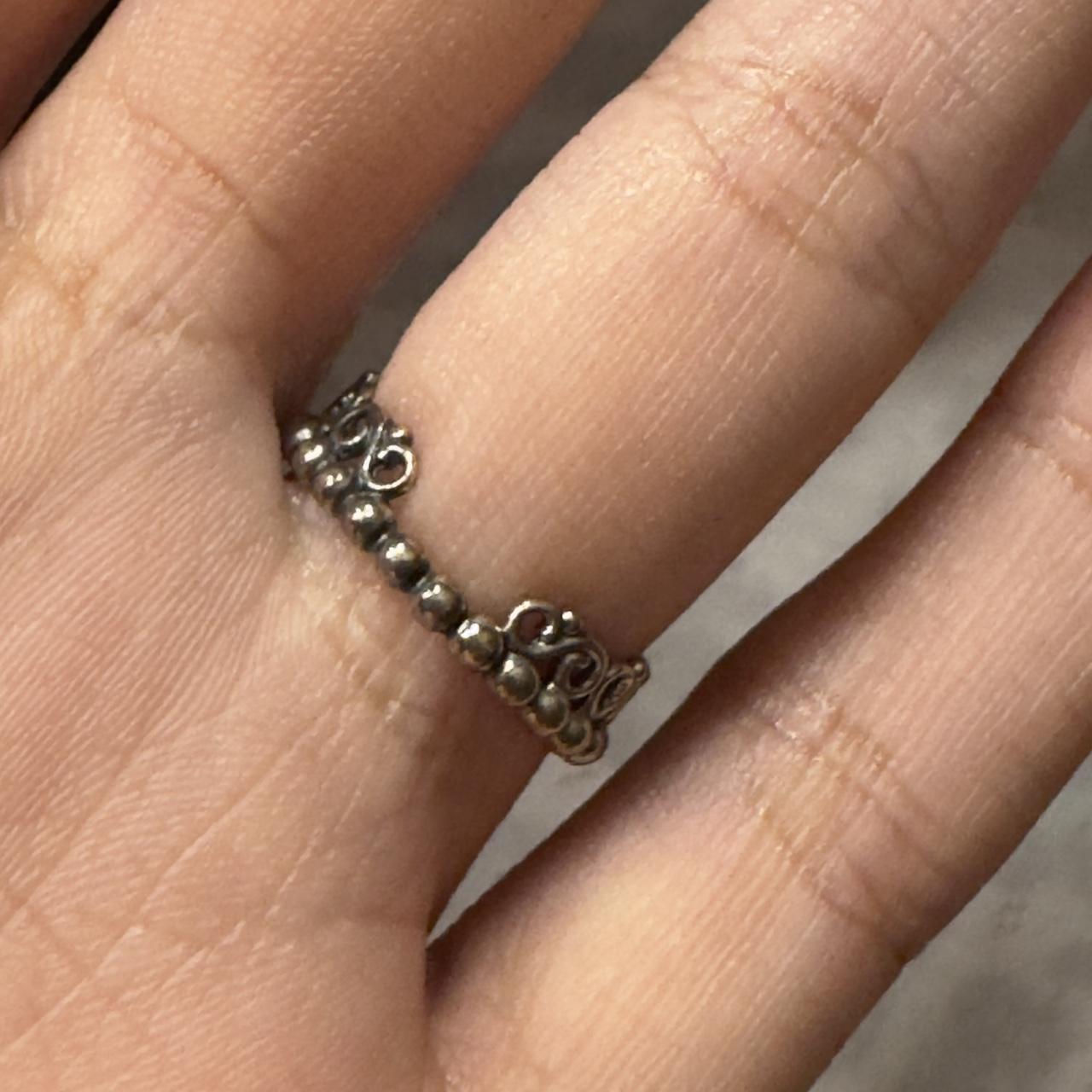 PANDORA Women's Ring - Silver/Black – Pandora Princes… - Gem