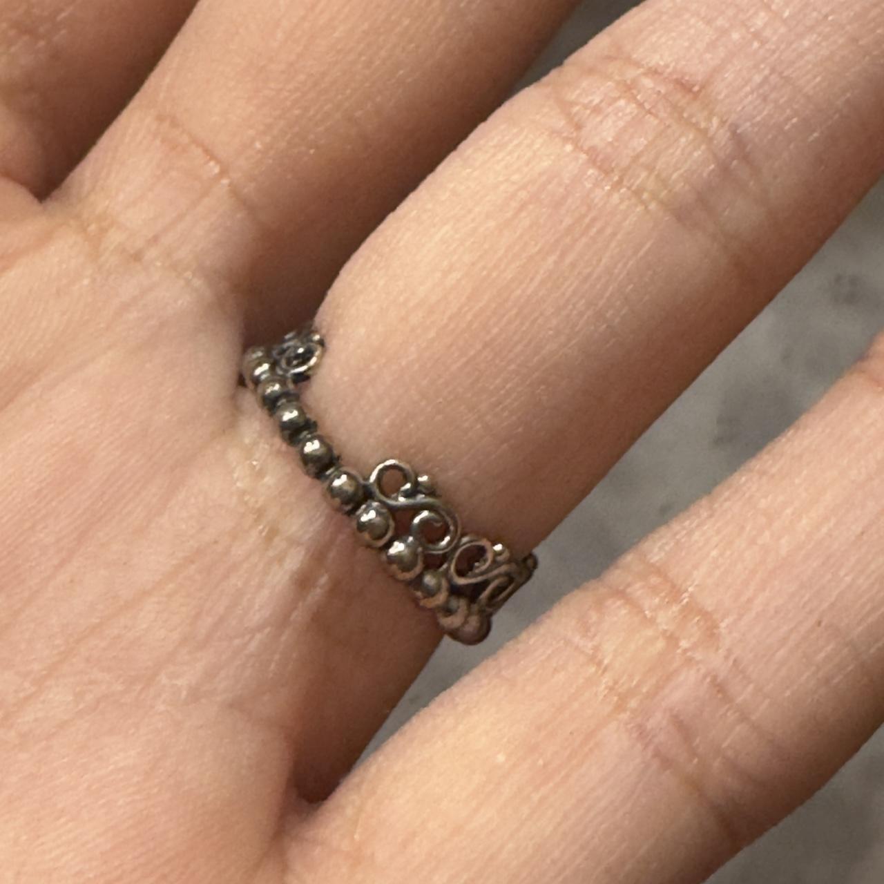 PANDORA Women's Ring - Silver/Black – Pandora Princes… - Gem