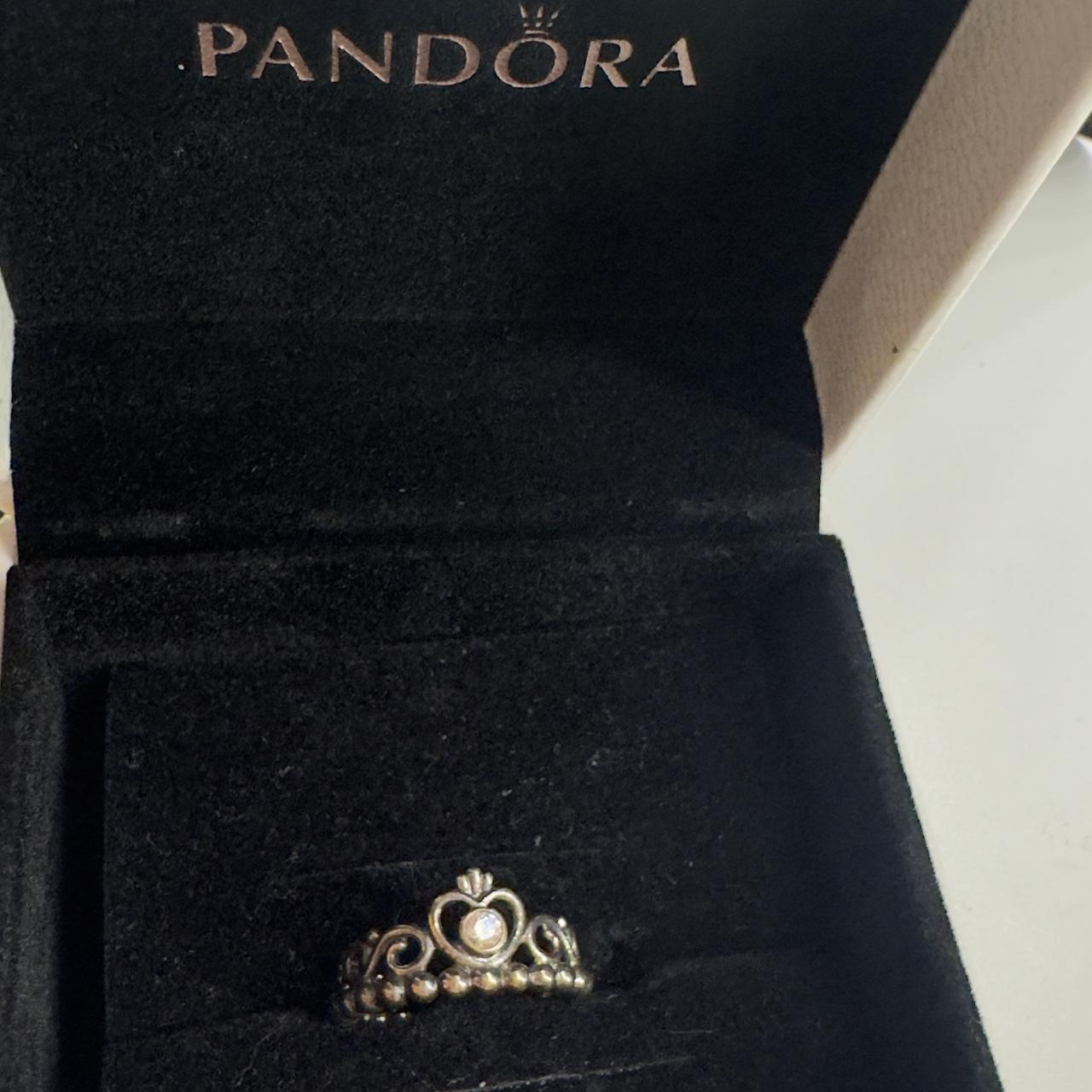 PANDORA Women's Ring - Silver/Black – Pandora Princes… - Gem