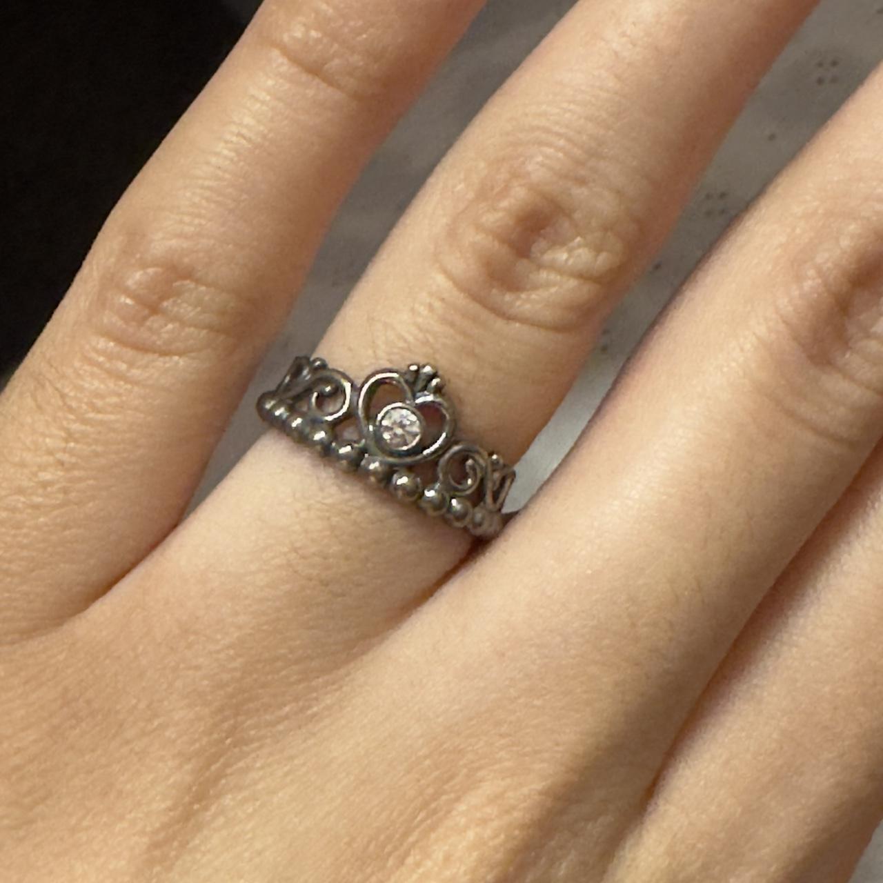 PANDORA Women's Ring - Silver/Black – Pandora Princes… - Gem