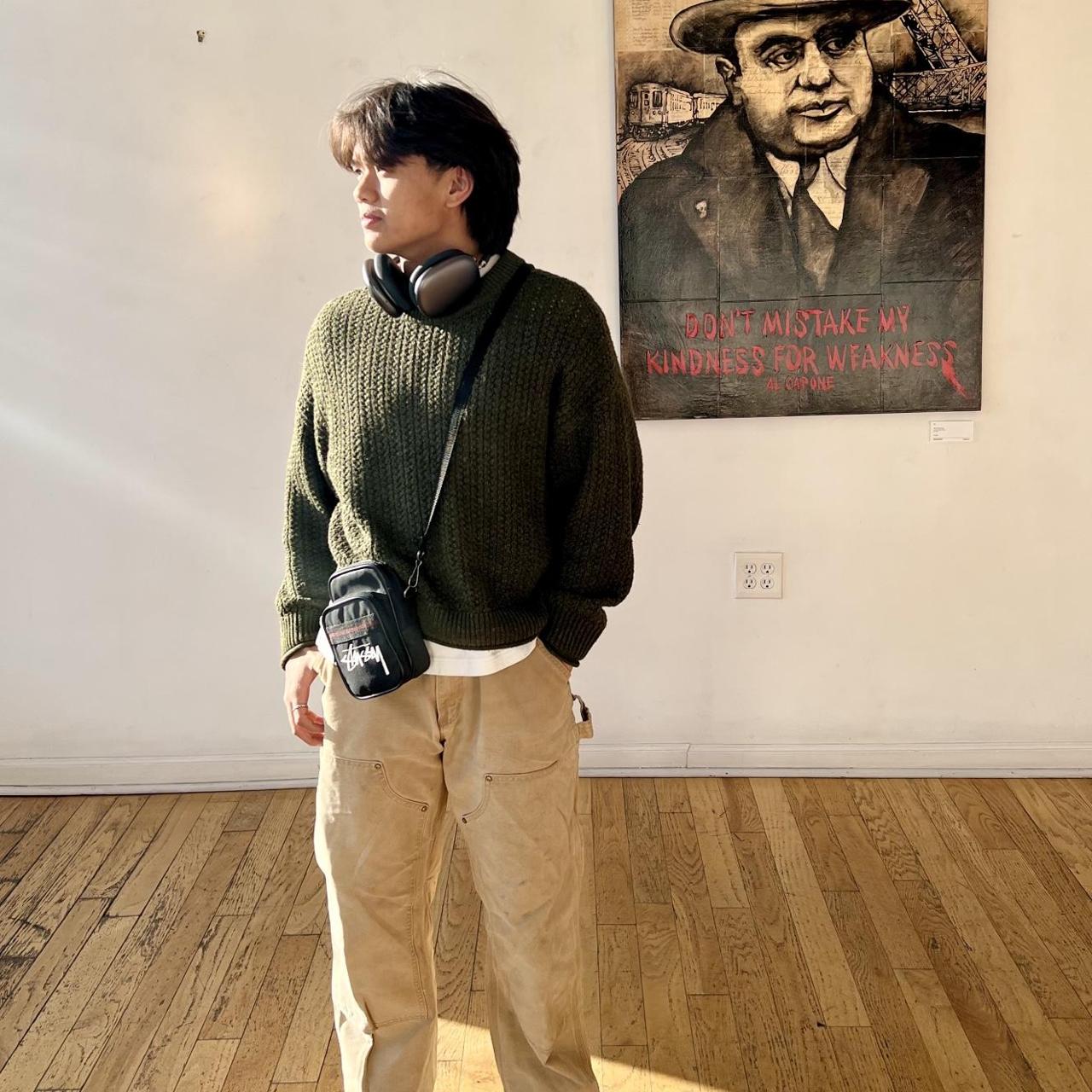 Universal Thread Men's Green and Khaki Jumper | Depop