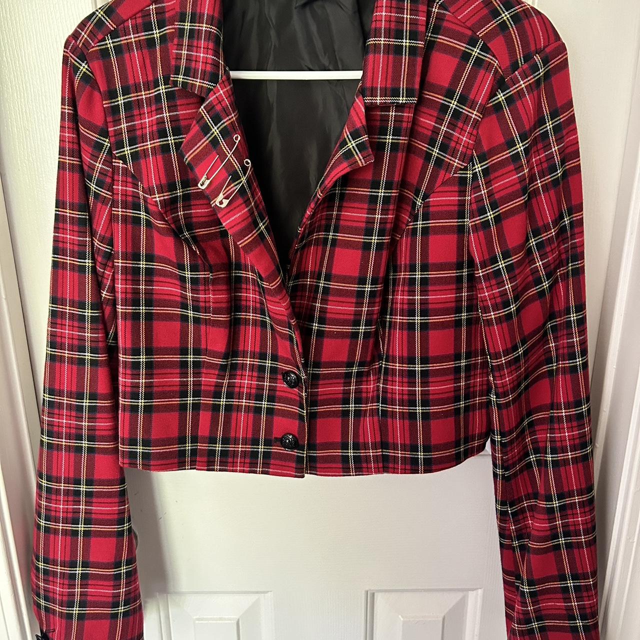 Hottopic Red Plaid Blazer - Depop