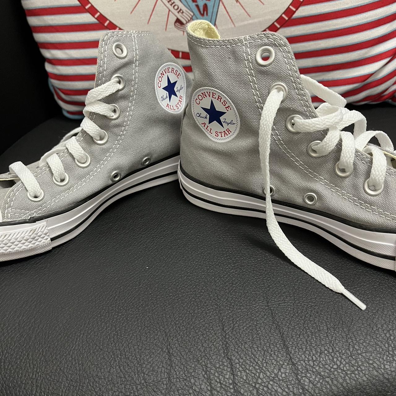 Grey converse all star chuck taylors 3.5 size Only... - Depop